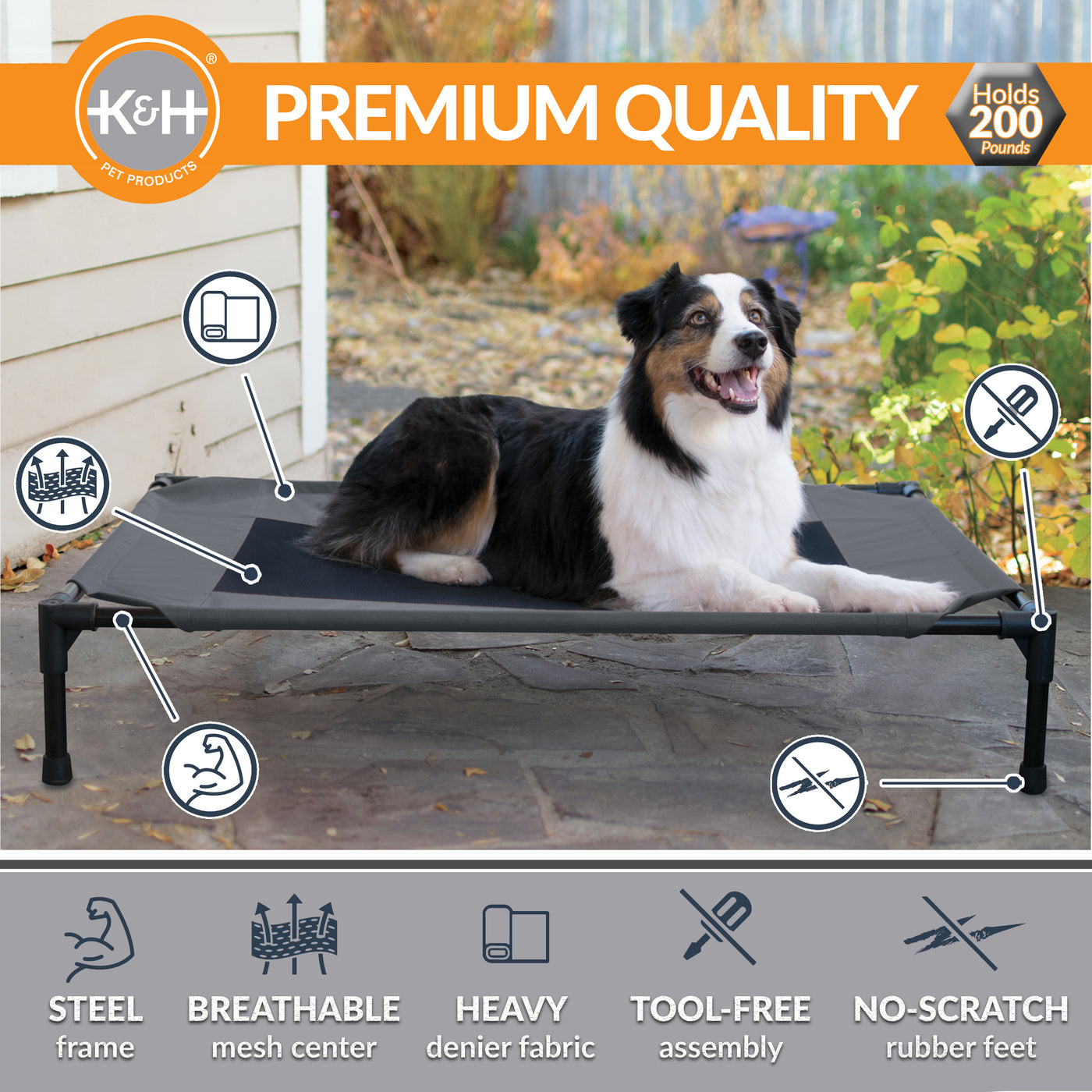 K&H Pet Products Original Pet Cot - Raised, Mesh Cooling Dog Bed