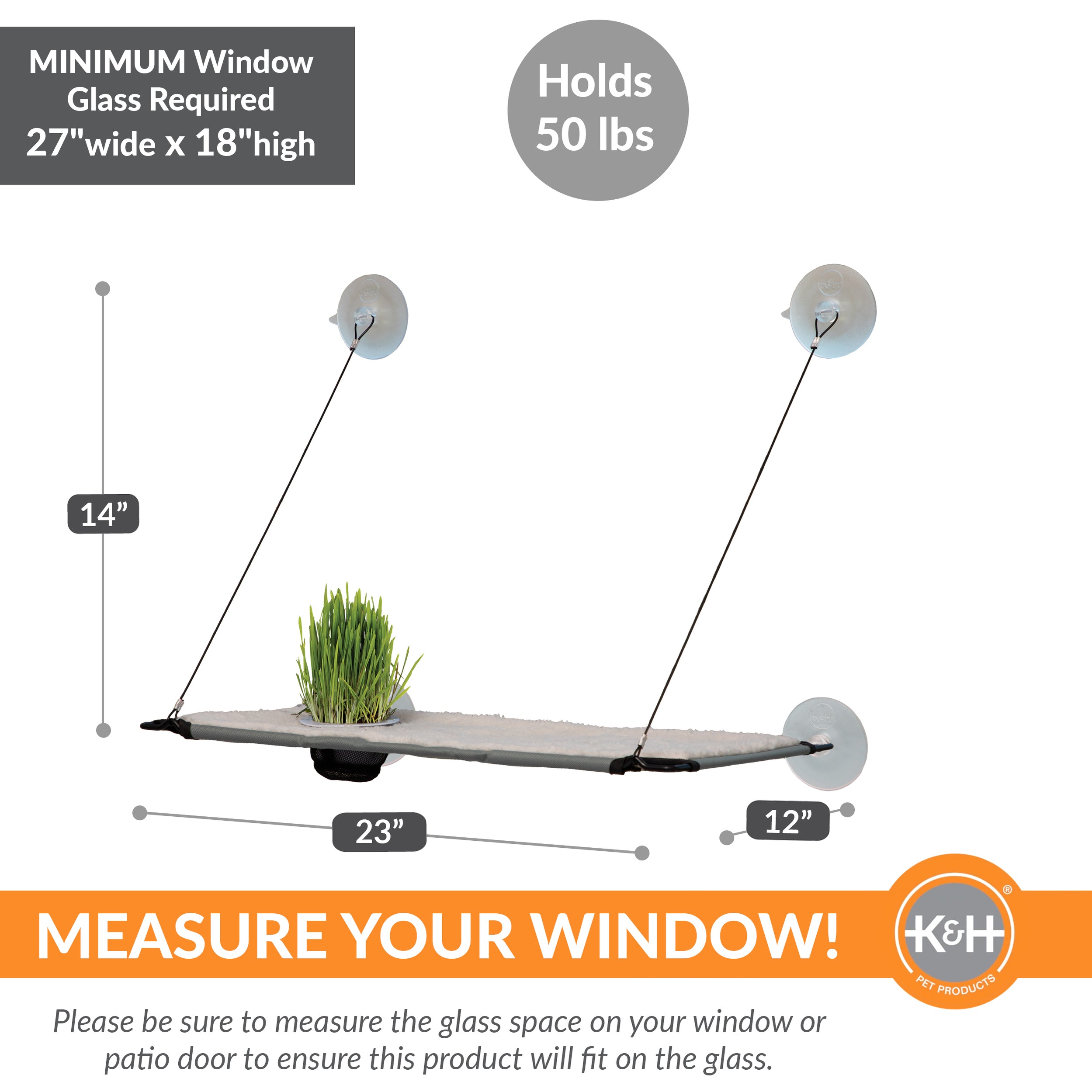 K&H Window Lounger Cat Perch with Cat Grass Grow Station - Single or D ...
